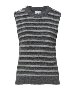 GANNI Striped Sleeveless Knit Top