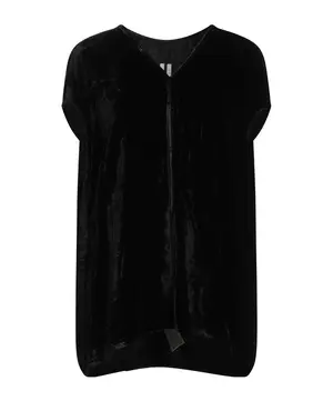 Rick Owens Solidcolor Vneck Shortsleeve Velvet Top