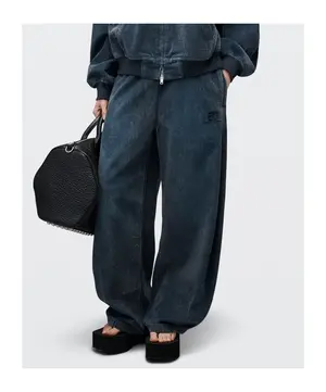 Alexander Wang Logo Elastic Brushed Denim Sweatpant
