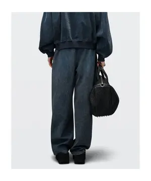 Alexander Wang Logo Elastic Brushed Denim Sweatpant