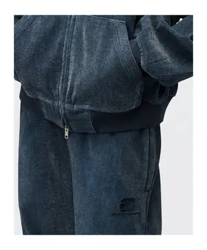 Alexander Wang Logo Elastic Brushed Denim Sweatpant