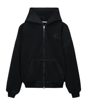 Alexander Wang Oversized Brushed Denim Hoodie - Black