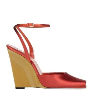 Saint Laurent Twotone Satin Wedge Sandals