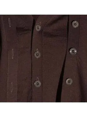 LEMAIRE Merino Wool Blend Trompe-l'œil Cardigan - Shitake