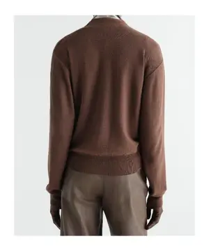 LEMAIRE Merino Wool Blend Trompe-l'œil Cardigan - Shitake
