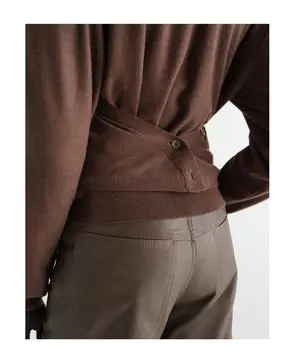 LEMAIRE Merino Wool Blend Trompe-l'œil Cardigan - Shitake