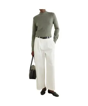 Le Kasha Ribbed Cropped Cashmere Turtleneck Sweater