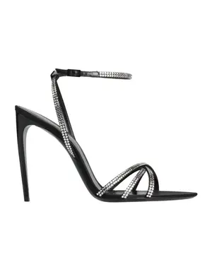 Saint Laurent Rhinestone Stiletto Wraparound Sandals