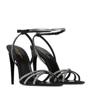 Saint Laurent Rhinestone Stiletto Wraparound Sandals