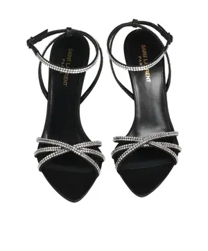 Saint Laurent Rhinestone Stiletto Wraparound Sandals