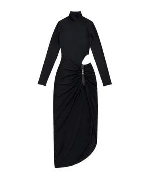 AMAZUIN Asymmetrical Cut-out Dress - Black