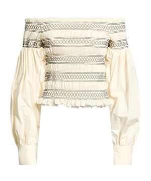 Max Mara Off-shoulder Long-sleeve Color-block Top - White