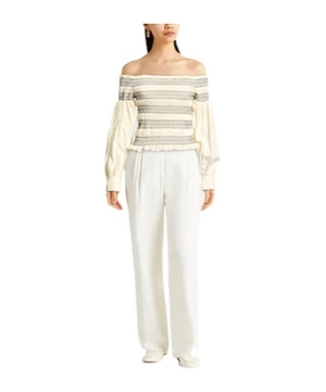 Max Mara Off-shoulder Long-sleeve Color-block Top