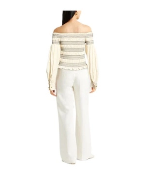 Max Mara Off-shoulder Long-sleeve Color-block Top
