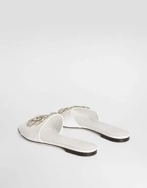 Dolce & Gabbana Flat Slides In Calfskin With Embroidery - White