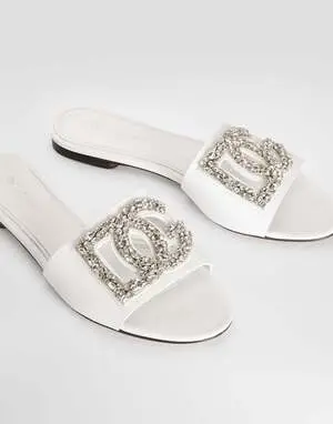 Dolce & Gabbana Flat Slides In Calfskin With Embroidery - White