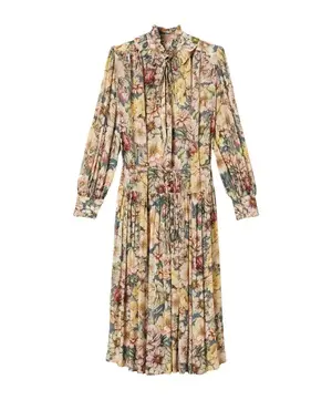 TWINSET Long Crépon Floral Dress - Multicolor