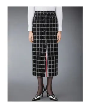 Thom Browne Windowpane Houndstooth Tweed Skirt