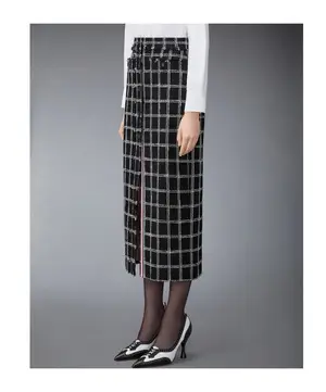 Thom Browne Windowpane Houndstooth Tweed Skirt