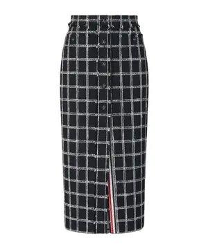 Thom Browne Windowpane Houndstooth Tweed Skirt - Black