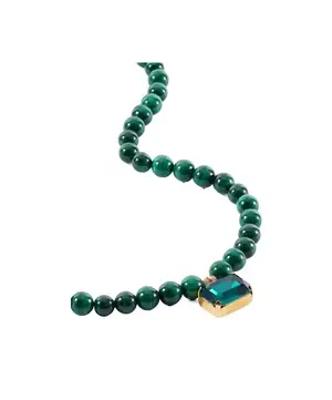 JENNIFER BEHR Gold-tone Malachite And Crystal Necklace