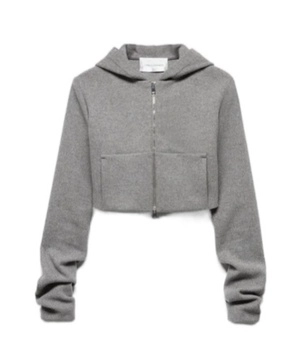 7 For All Mankind Wool-blend Pleated Zip-up Hoodie