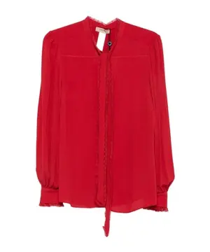 TWINSET Lace-trim Pussy-bow Blouse - Red