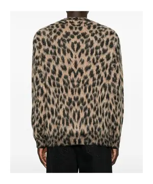 LANEUS Leopard-print Knit Cardigan
