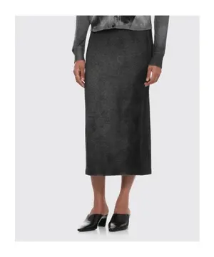 Avant Toi Melange Back-slit Midi Skirt