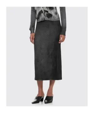 Avant Toi Melange Back-slit Midi Skirt