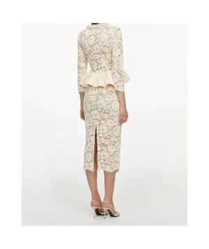 SELF-PORTRAIT Lace Peplum Midi Dress
