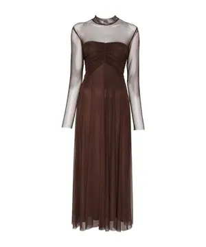 TWINSET Ruched Sheer-panel Maxi Dress