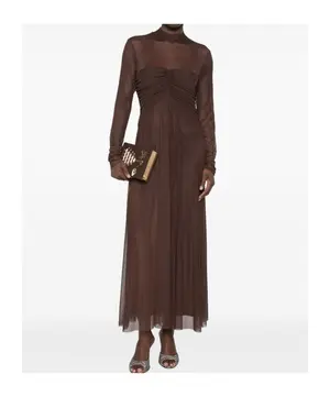 TWINSET Ruched Sheer-panel Maxi Dress
