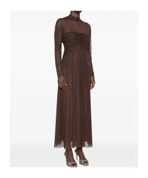TWINSET Ruched Sheer-panel Maxi Dress