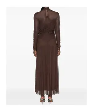 TWINSET Ruched Sheer-panel Maxi Dress