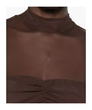 TWINSET Ruched Sheer-panel Maxi Dress