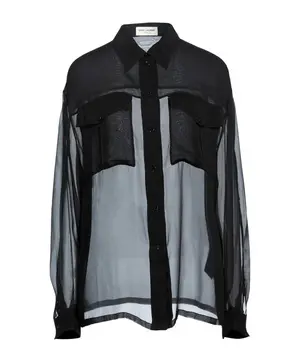 Saint Laurent Solidcolor Chiffon Shirt - Black