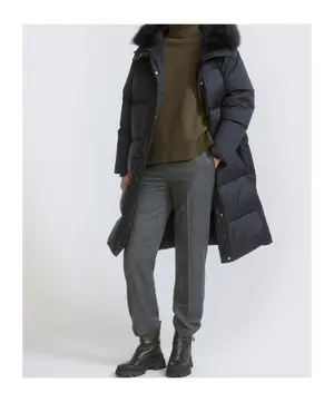YVES SALOMON Lamb Wool-trim Down Jacket