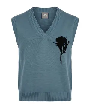 Max Mara Medium-thick Sleeveless V-neck Knitted Sweater - Blue