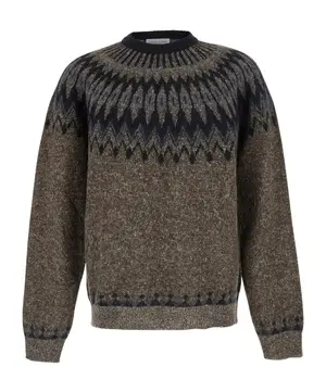 ROBERTO COLLINA Jacquard Crew Neck Knit Sweater