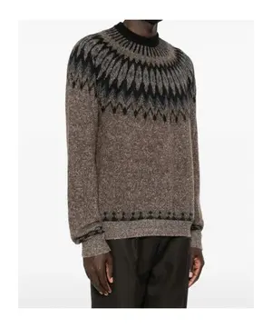 ROBERTO COLLINA Jacquard Crew Neck Knit Sweater