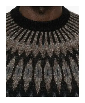 ROBERTO COLLINA Jacquard Crew Neck Knit Sweater
