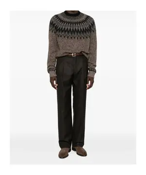 ROBERTO COLLINA Jacquard Crew Neck Knit Sweater