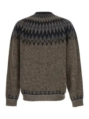 ROBERTO COLLINA Jacquard Crew Neck Knit Sweater