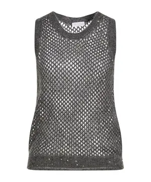 Brunello Cucinelli Sleeveless Solid-colored Knit Top - Grey