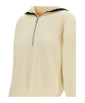 Barena Venezia Half Zip Rib Knit Sweater