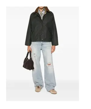 Barbour Short Waxed Jacket With Corduroy Collar