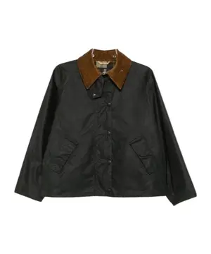 Barbour Corduroy Collar Waxed Jacket - Black