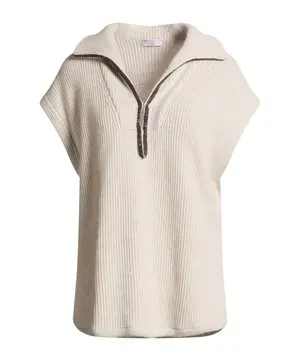 Brunello Cucinelli Cashmere Short-sleeve Polo Knit Top - Grey
