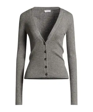 Brunello Cucinelli Silver- V-neck Knitwear